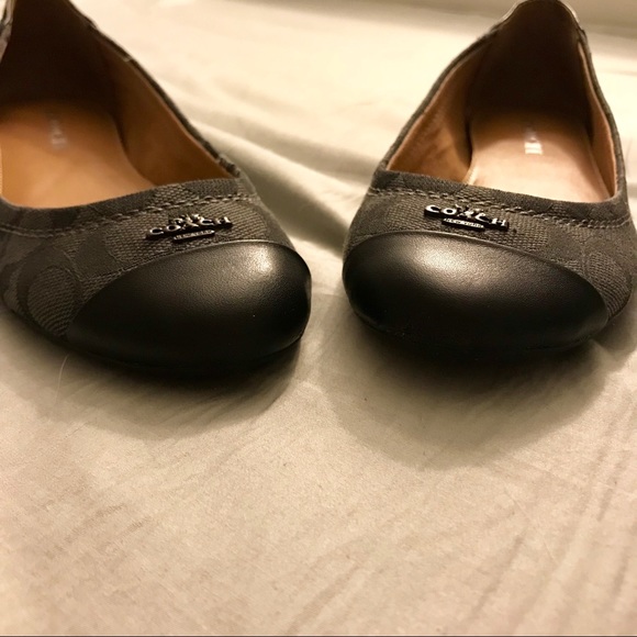 Coach | Shoes | Coach Black Chelsea Leather Signature Ballet Flats ...